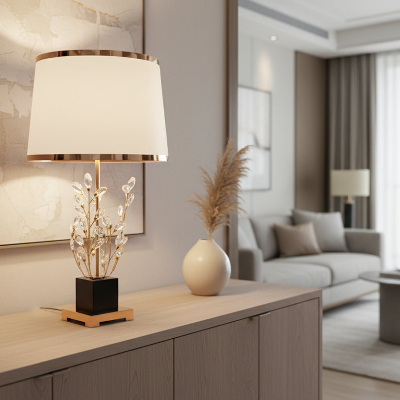 Luminous Botanical: Crystal-Adorned Table Lamp – Le Decor Cove