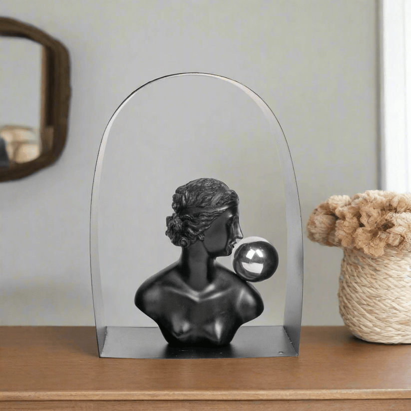 Abstract Bust with Floating Orb Statue – Le Decor Cove